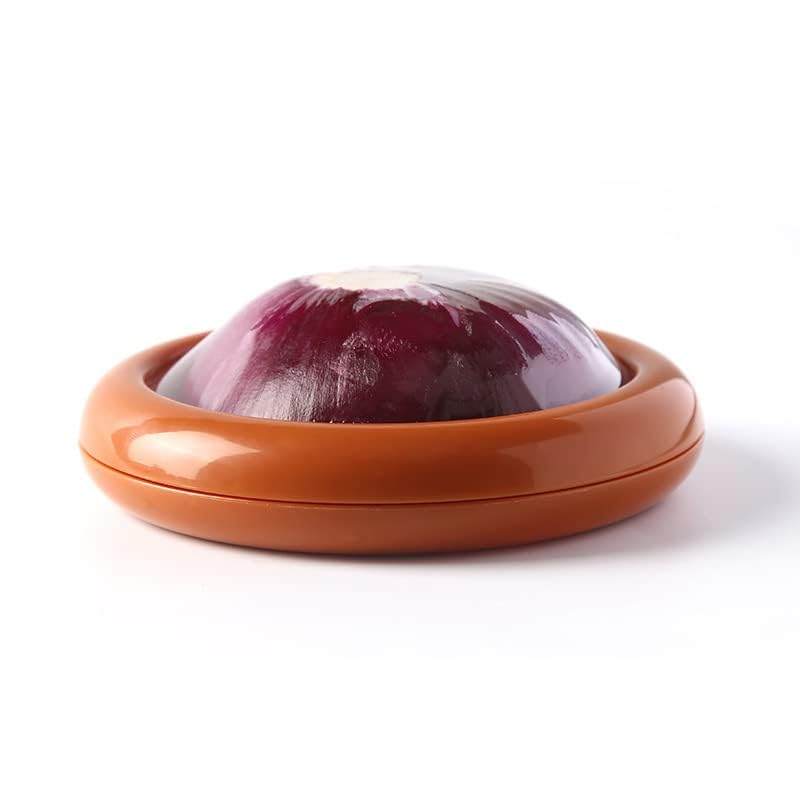SiiMMM Transparent Film Fruit and Vegetable Preservation Box Set - Keep Produce Fresh - Avocado Cover, Onion Storage Box, Leak-Proof - Ideal for Kitchen and Home (Brown)