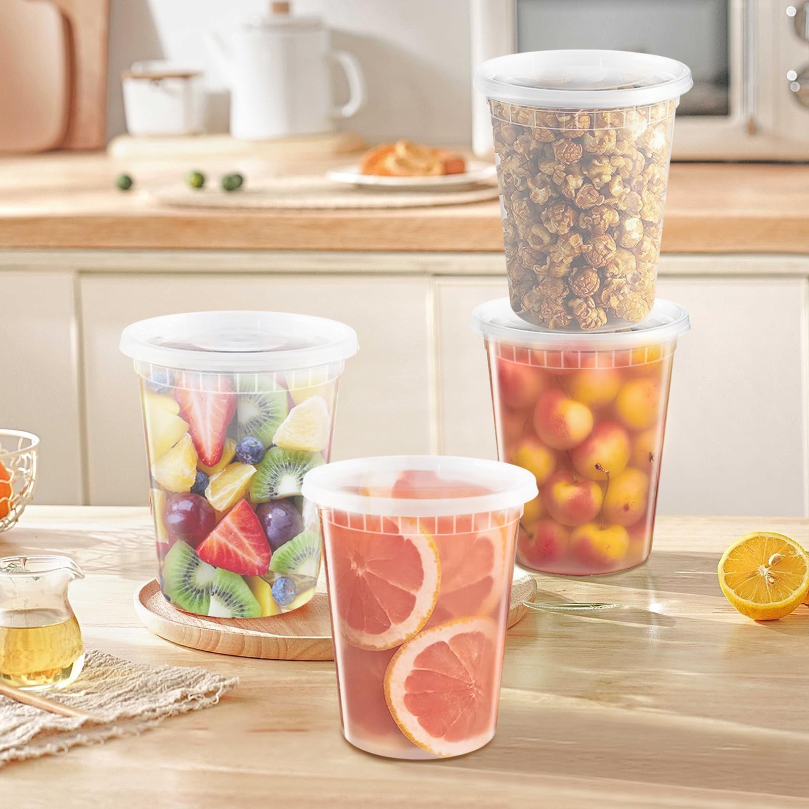 YUESING 40 Pack 32oz Deli Containers with Lids Food Storage Containers Plastic Deli Containers with Lids, Slime, Soup, Meal Prep Containers | BPA Free | Stackable | Leakproof | Dishwasher/Freezer Safe