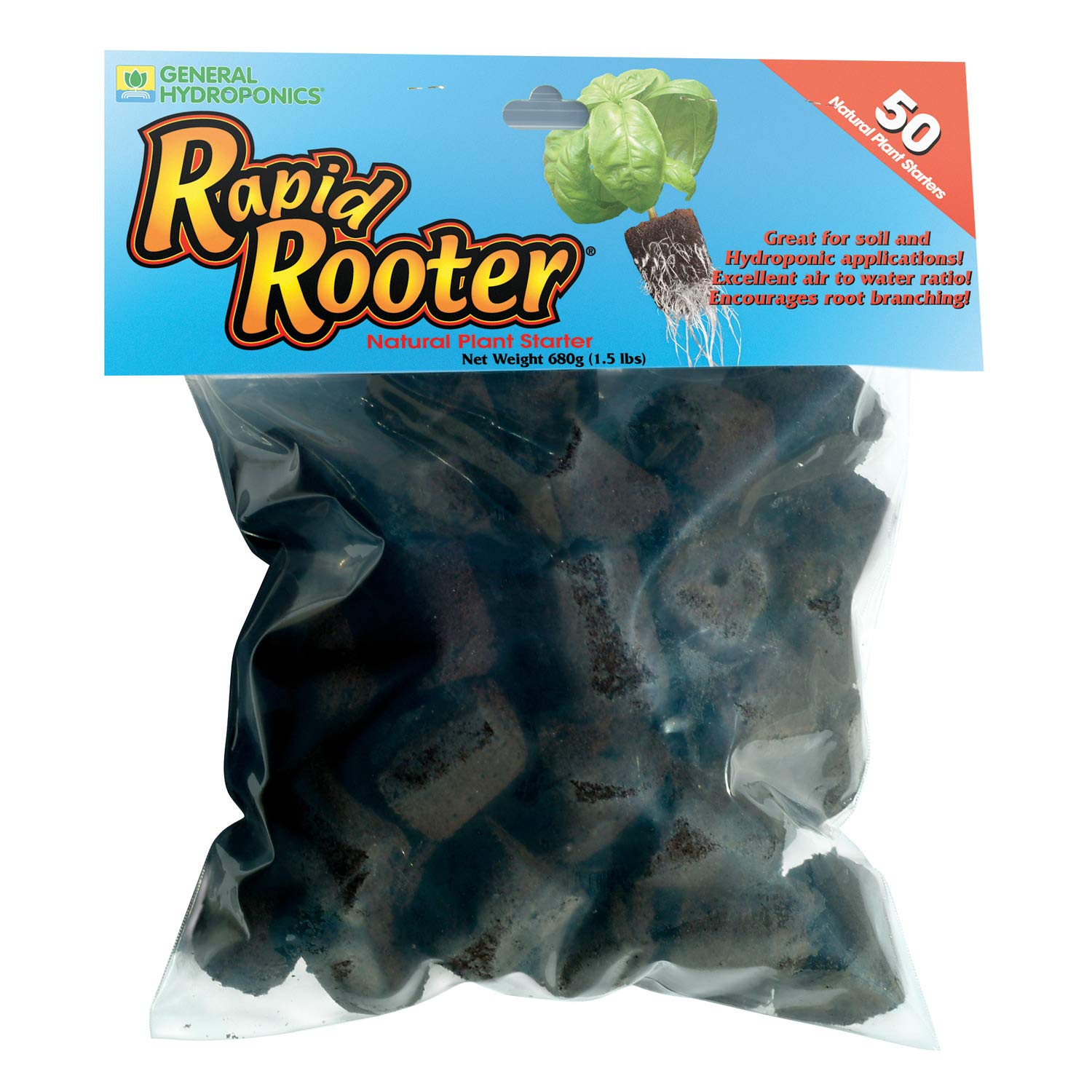 General Hydroponics Rapid Rooter Plant Starters, 50 Plugs