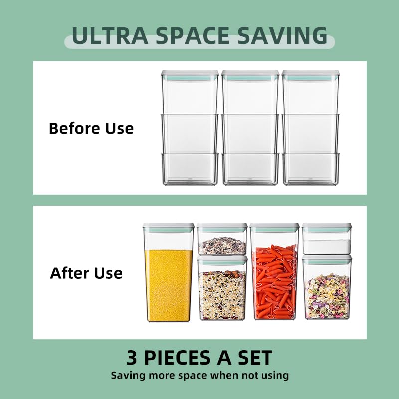 Ankou Airtight Food Storage Container Sets with Lids 6Pcs Pop Containers for Kitchen Pantry Organization BPA-Free Stackable Kitchen Storage Containers for Cereal Flour Sugar (0.5, 1.2, 1.8qt)*2