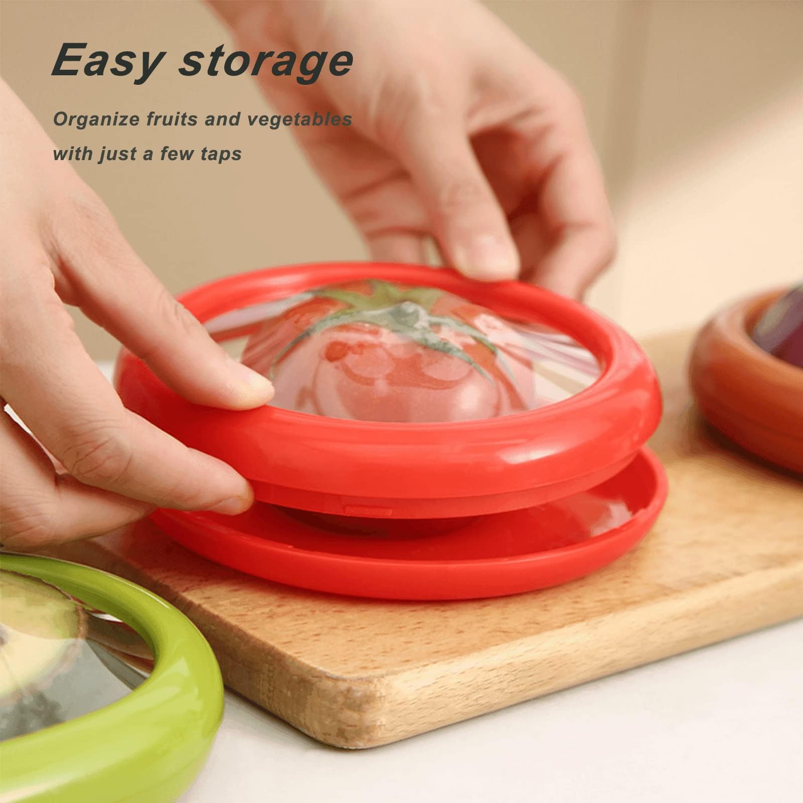SiiMMM Transparent Film Fruit and Vegetable Preservation Box Set - Keep Produce Fresh - Avocado Cover, Onion Storage Box, Leak-Proof - Ideal for Kitchen and Home (Brown)