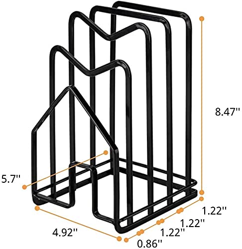 LINFIDITE Cutting Board Holder Chopping Boards Organizer Holder Kitchen Countertop Pot Pan Lids Rack Kitchenware Organizer Flat Steel 4.92 x 5.7 x 8.47 in. Black