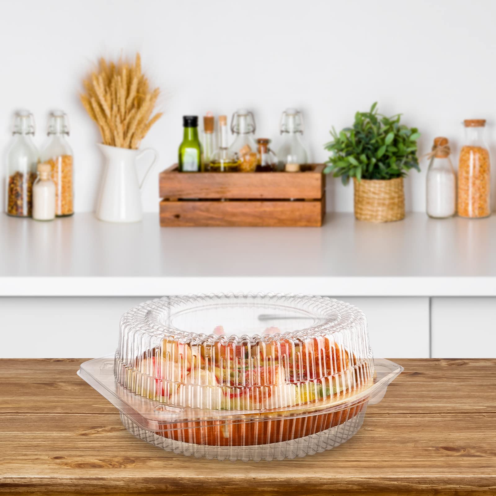 Yoiemivy 40 Pcs 8'' Disposable Pie Containers with Lids Clear Plastic Pie Carrier Round Pie Keeper Storage Dessert Carrier Clamshell Takeout Food Containers for Doughnut Cookies Salad Fruit Vegetable
