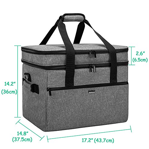 YARWO Slow Cooker Bag Compatible with Crock-Pot and Hamilton Beach 6-8 Quart Oval Slow Cooker, Double Layers Slow Cooker Travel Carrier for kitchen Appliance and Accessories, Gray (Bag Only)