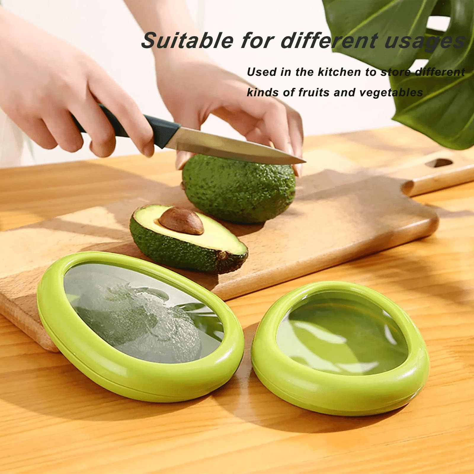 SiiMMM Transparent Film Fruit and Vegetable Preservation Box Set - Keep Produce Fresh - Avocado Cover, Onion Storage Box, Leak-Proof - Ideal for Kitchen and Home (Brown)