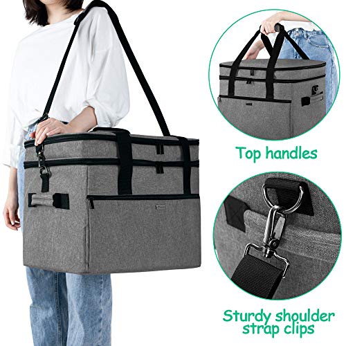 YARWO Slow Cooker Bag Compatible with Crock-Pot and Hamilton Beach 6-8 Quart Oval Slow Cooker, Double Layers Slow Cooker Travel Carrier for kitchen Appliance and Accessories, Gray (Bag Only)
