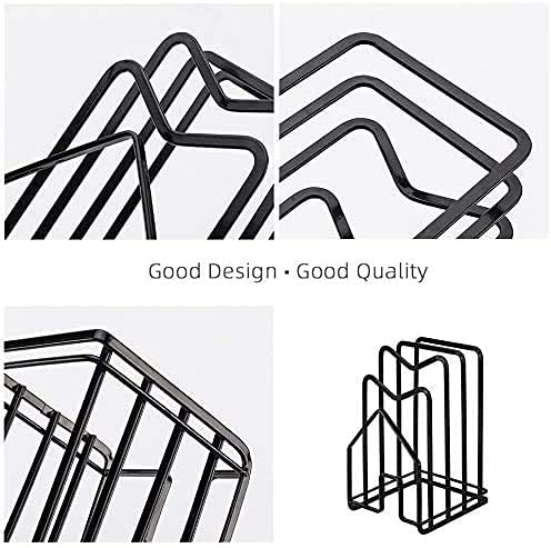 LINFIDITE Cutting Board Holder Chopping Boards Organizer Holder Kitchen Countertop Pot Pan Lids Rack Kitchenware Organizer Flat Steel 4.92 x 5.7 x 8.47 in. Black