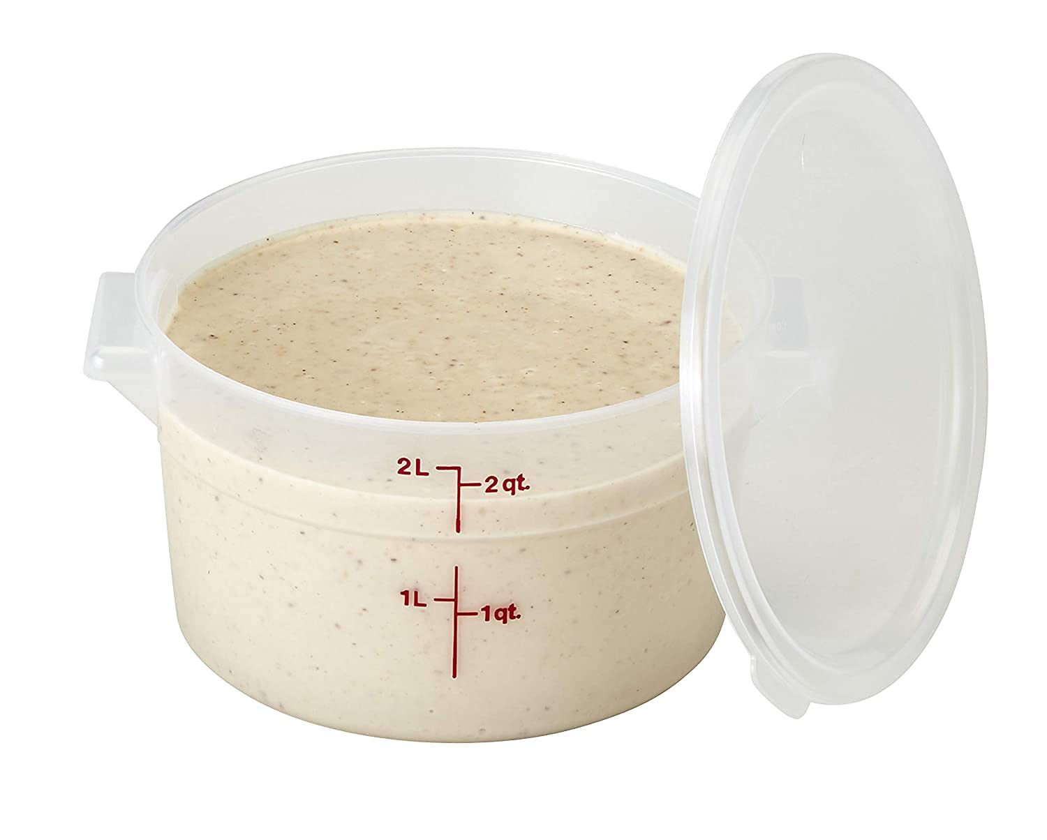 Lumintrail Cambro 2 Quart and 4 Quart Round Food Storage Container, Translucent, with Translucent Lids, Bundle with a Measuring Spoon Set