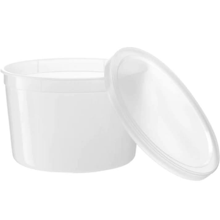 VeZee Heavyweight - 64oz - Clear Disposable Round Food Storage Deli Containers with Lids To-Go For Thanksgiving, Microwavable, Leak Proof, BPA-free : Set of 50