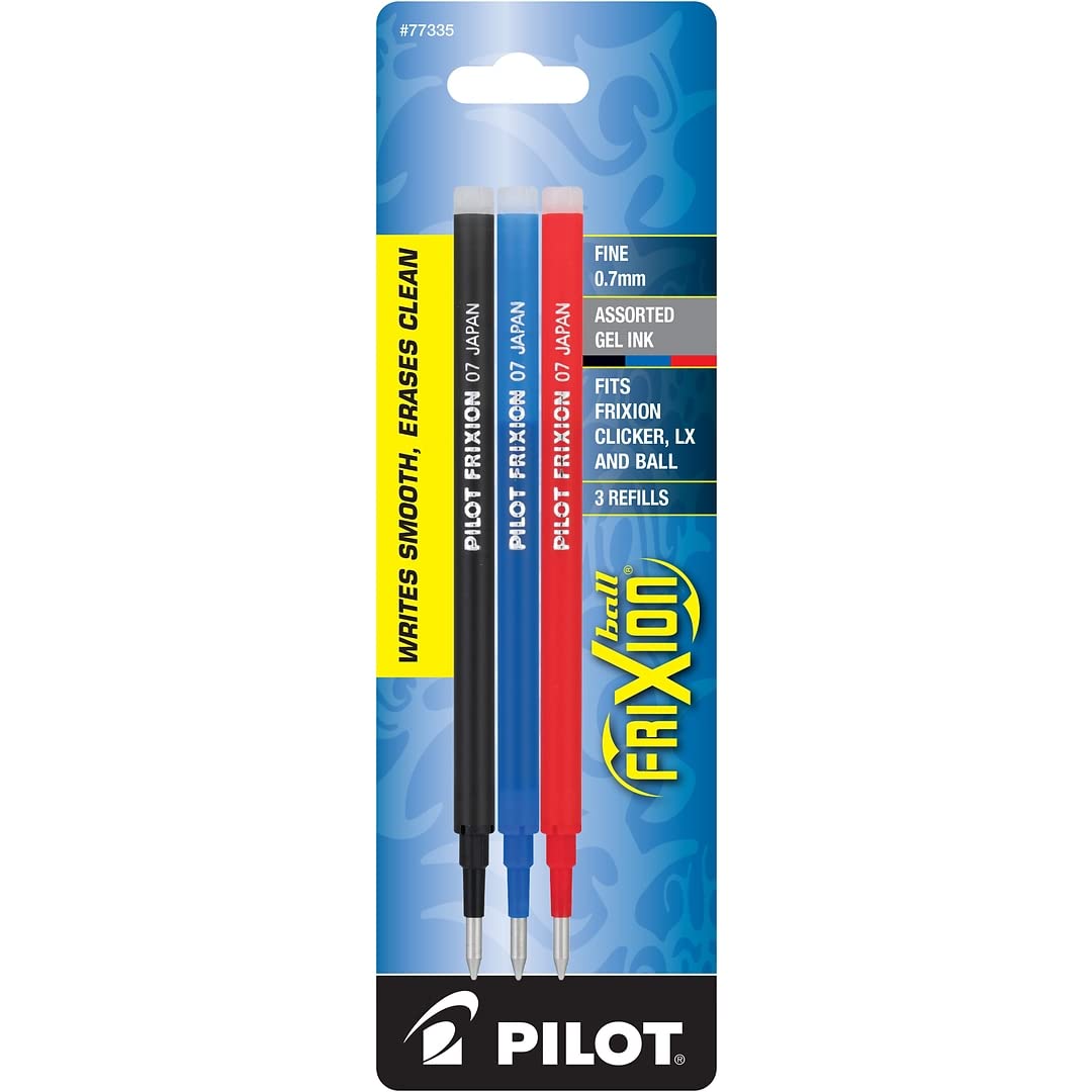 Pilot Gel Ink Refills for FriXion Erasable Gel Ink Pen, Fine Point, Assorted Ink, Pack of 9 (77335)