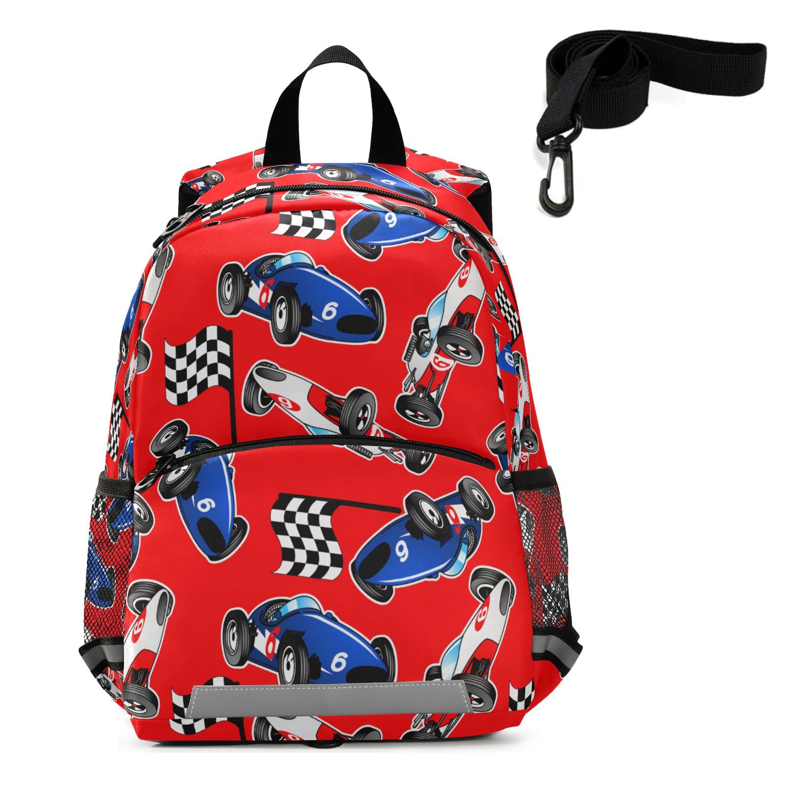 QUGRL Unique Sports Cars Kids Toddler Backpack with Leash Harness Funny Racecar Childish Kindergarten Child Schoolbag Preschool Nursery Baby Travel Bag for Boys Girls 3-8 Years