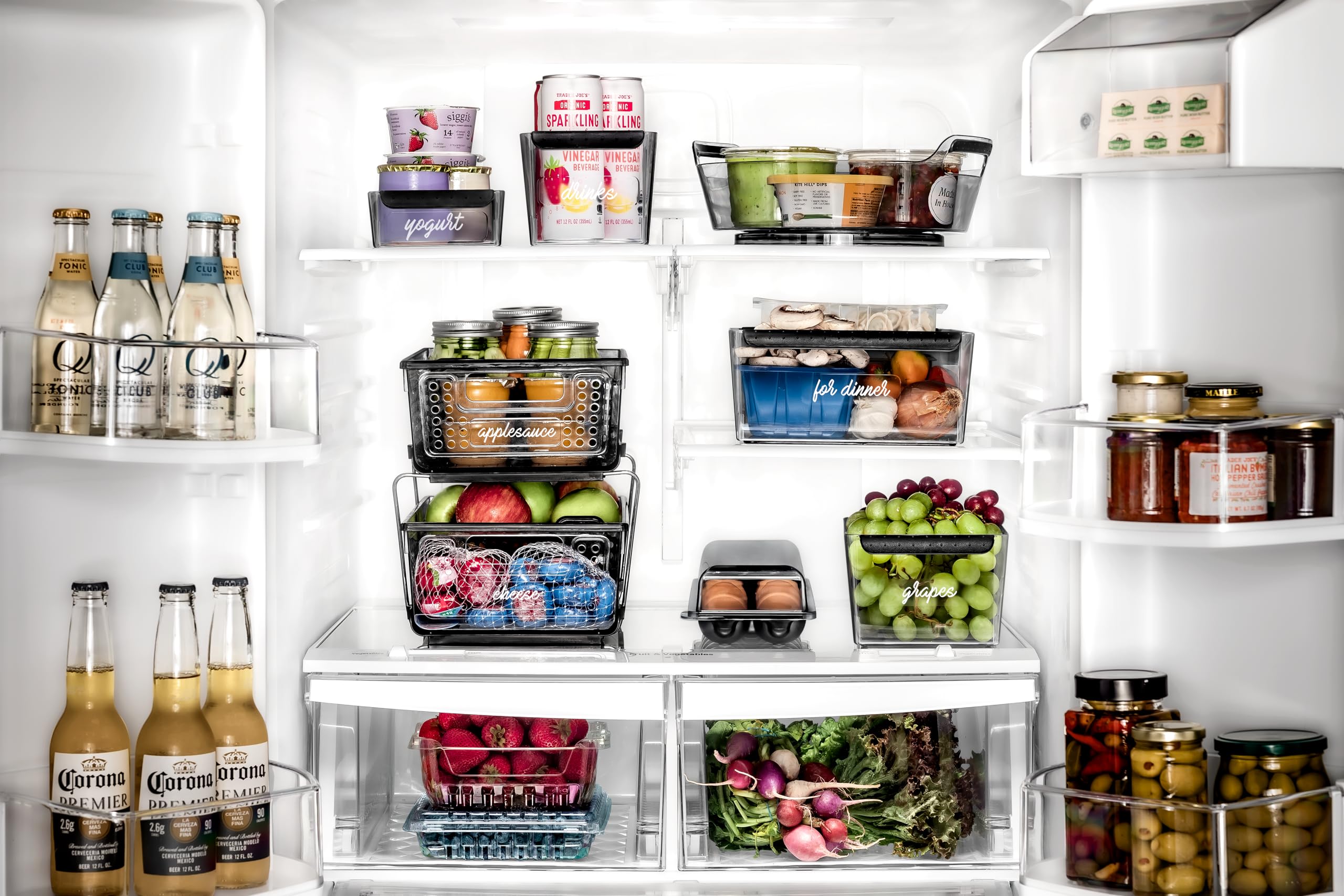 madesmart Egg Holder Fridge Organizer, One Size, Carbon