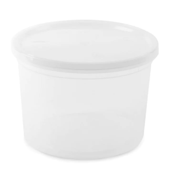 VeZee Heavyweight - 64oz - Clear Disposable Round Food Storage Deli Containers with Lids To-Go For Thanksgiving, Microwavable, Leak Proof, BPA-free : Set of 50
