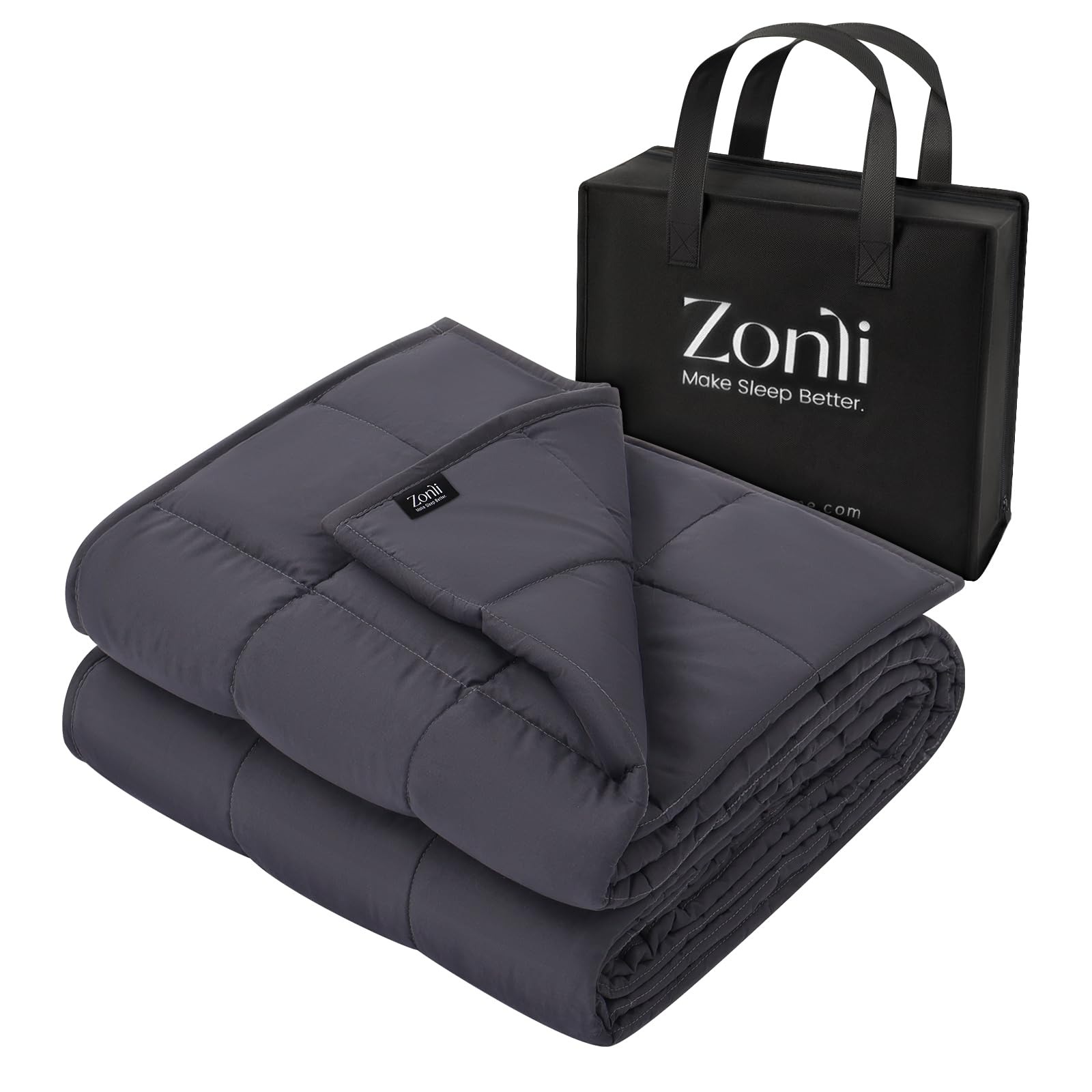 ZonLi Weighted Blanket (60''x80'', 20lbs, Queen Size Dark Grey), Weighted Blankets for Adults and Kids, High Breathability Heavy Blanket, Soft Material with Premium Glass Beads