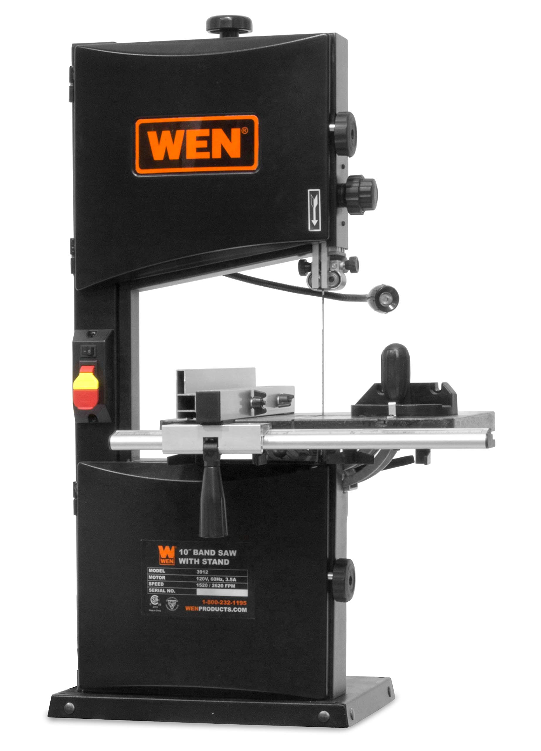 WEN BA3962 3.5-Amp 10-Inch Two-Speed Band Saw with Stand and Worklight , Black