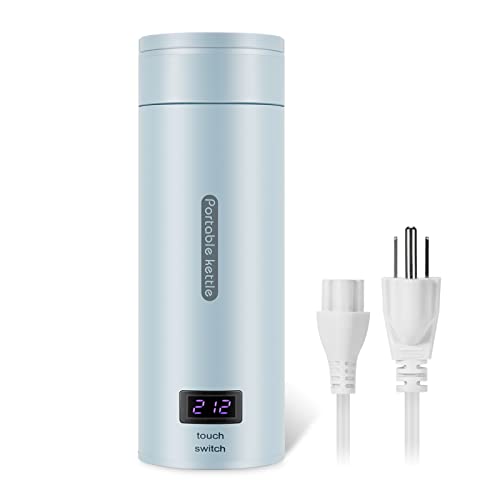 Small Portable Electric Kettle, Travel Mini Electric Tea Kettle, Personal One Cup Hot Water Boiler, 3-in-1 Portable Water Boiler Kettle (Blue)