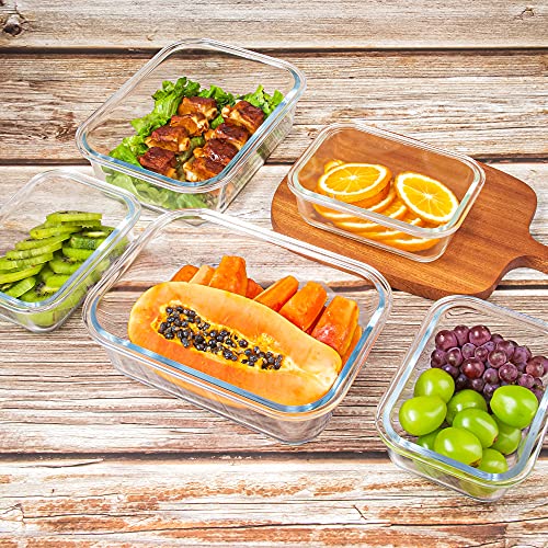 YANGNAY 10 Pack Glass Food Storage Containers with Airtight Lids, Leak-Proof Meal Prep Containers with Lids, Dishwasher/Microwave/Oven/Freezer Safe (Mint Green)