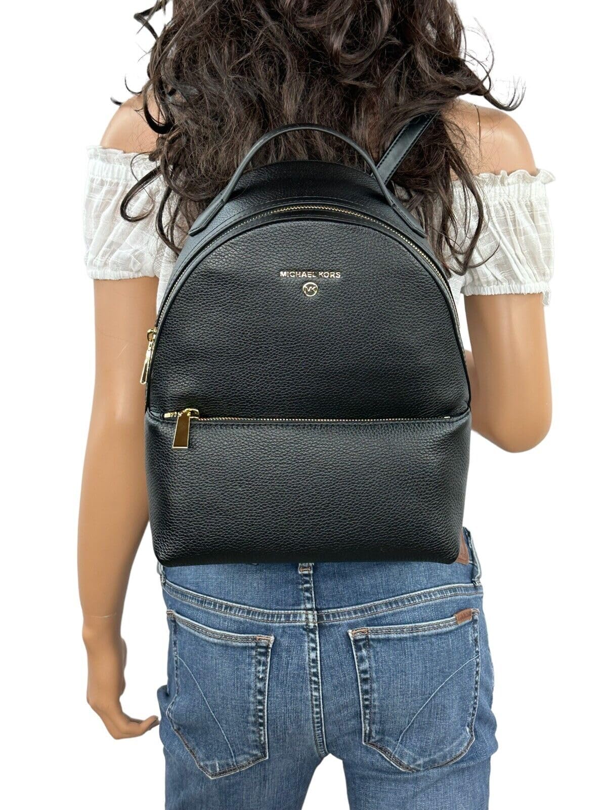 Michael Kors Valerie Medium Logo Backpack (Black)