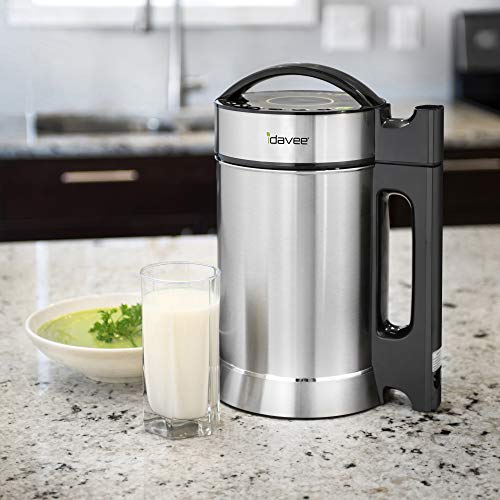 Idavee Brand - IAE15-1.9 Liter Automatic Hot Soy Milk (Almond, Rice, Quinoa Milk) Soup, Porridge & Cold Juice Maker - 2 Layer Stainless Steel - Recipe Booklet