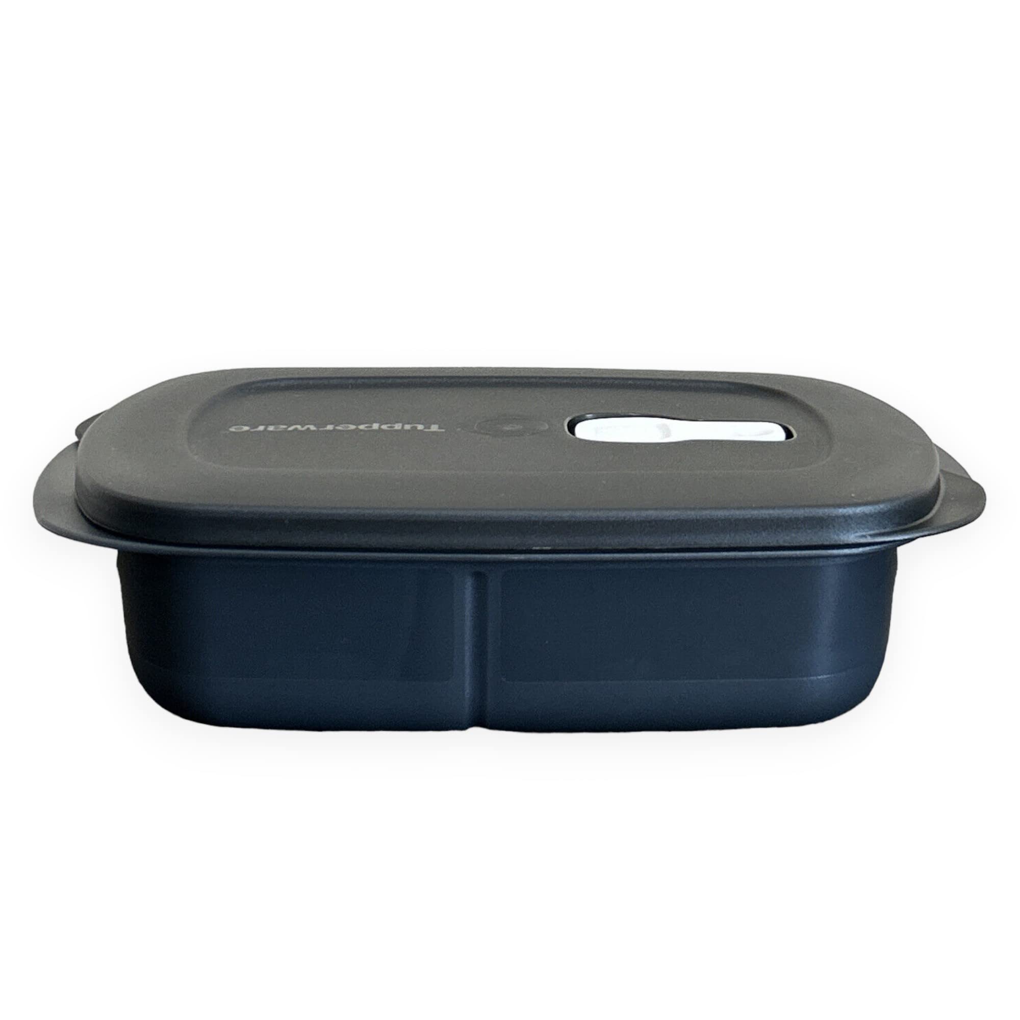 Tupperware CrystalWave Microwave Divided Rectangle Dish Container Black
