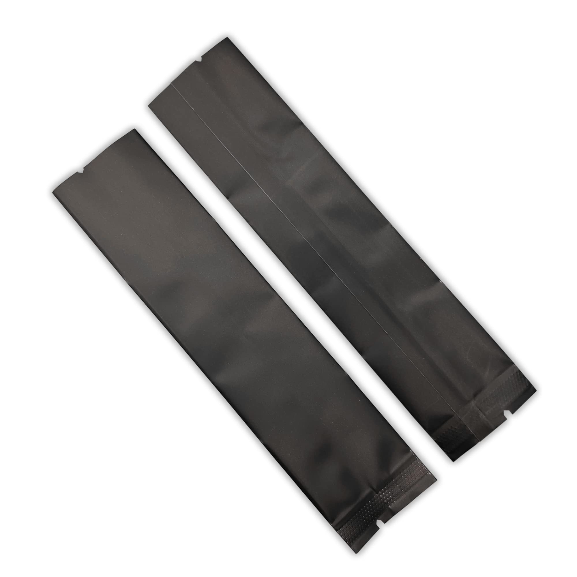 QQ Studio® Pack of 100 Heat Sealable Food Storage Drink Mix Stick Pouches with Tear Notch for Kitchen, Organizing (1.25" x 5", Black)