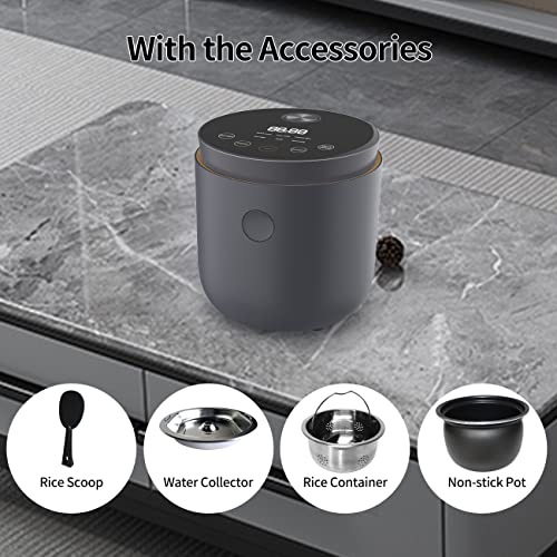 Mokero Low Carbohydrate Rice Cooker,2L Uncooked Sugar Cut Rice Cooker Multifunctional Digitally Programmable Small Rice Cooker 24 Hours Preset Keep Warm Healthy Non-Stick Liner Rice Soup Separation 2 Cups Suit for 1-2 People