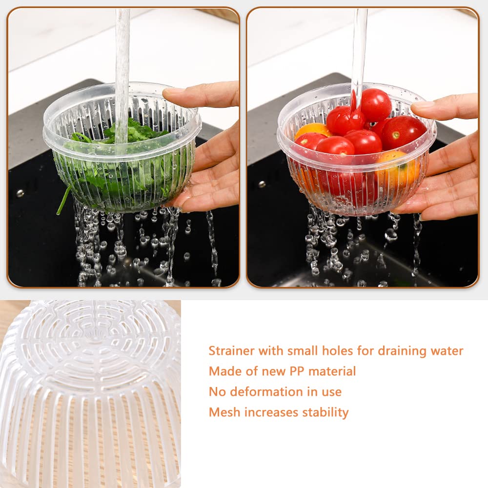 UtySty 4 Pack Onion Keeper Onion Saver Storage Container 2 Layer with Strainer Odor-Free 0.5L Holder Organizer for Refrigerator Chopped Ginger Garlic Fridge Berry Blueberries Tomato Avocado Lemon