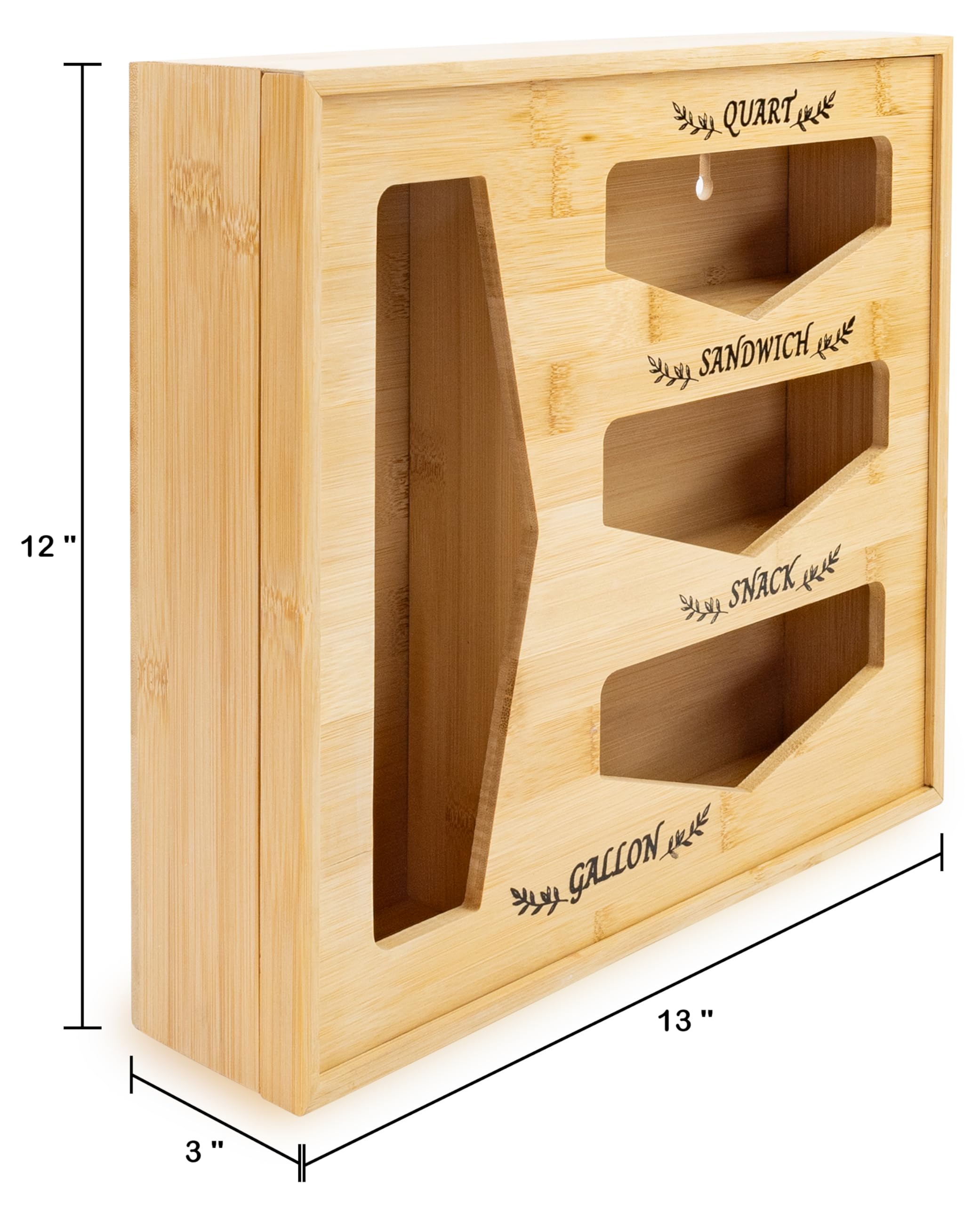 All-in-One Ziploc Bag Organizer for Kitchen Drawer | Space-Saving Storage Bag Holder | Easy Access Ziplock Organizer with Slide-Off Top | Perfect for Sandwich Bags, Quart, Snack, and Gallon Size