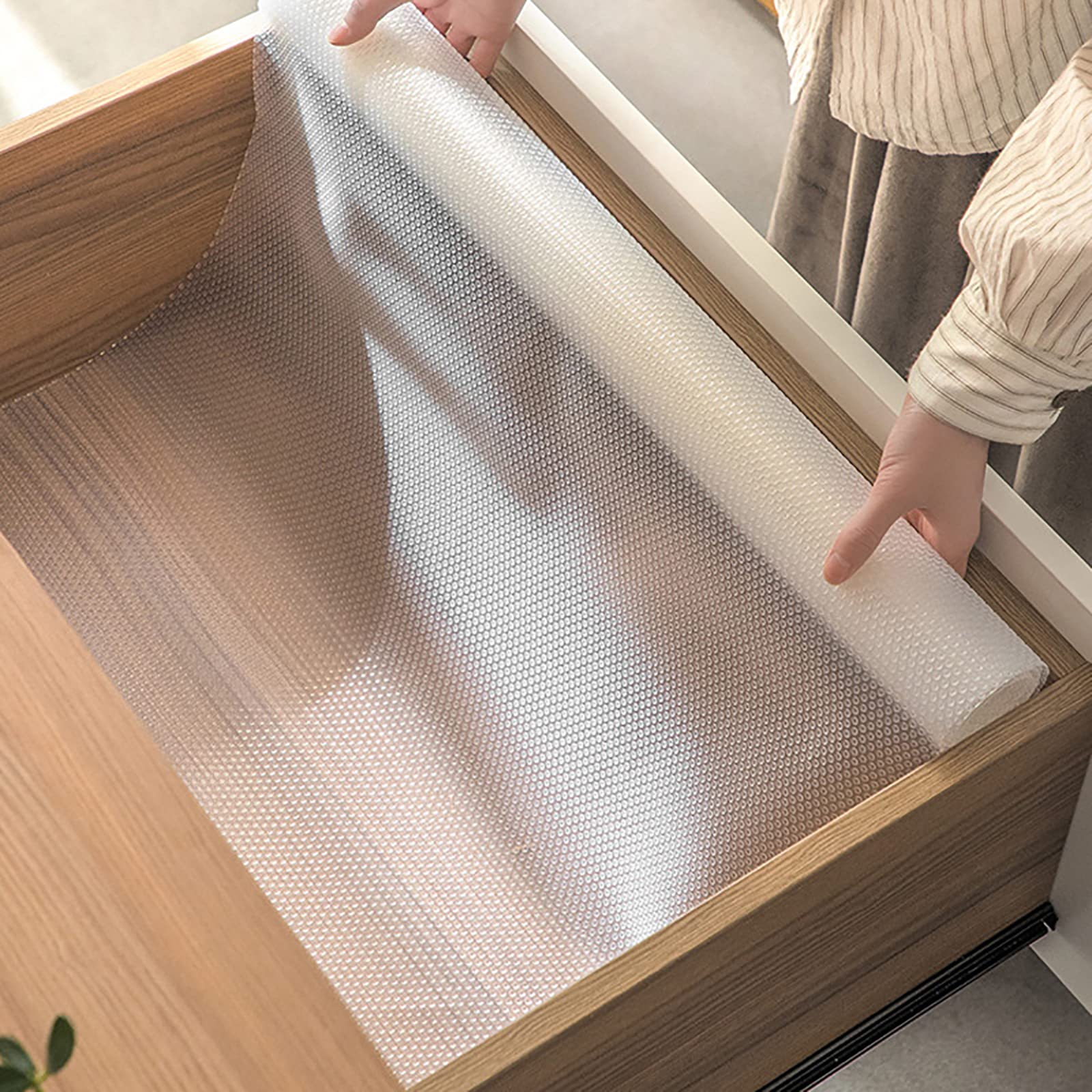 Ninofire Shelf Liner, Non-Slip Drawer Mat, No Odor Cabinet Drawer Liner, Waterproof Non-Adhesive EVA Cupboard Pad, Washable Refrigerator Mat, Oil-Proof for Kitchen Storage Desks (11.8 in * 10' ft)