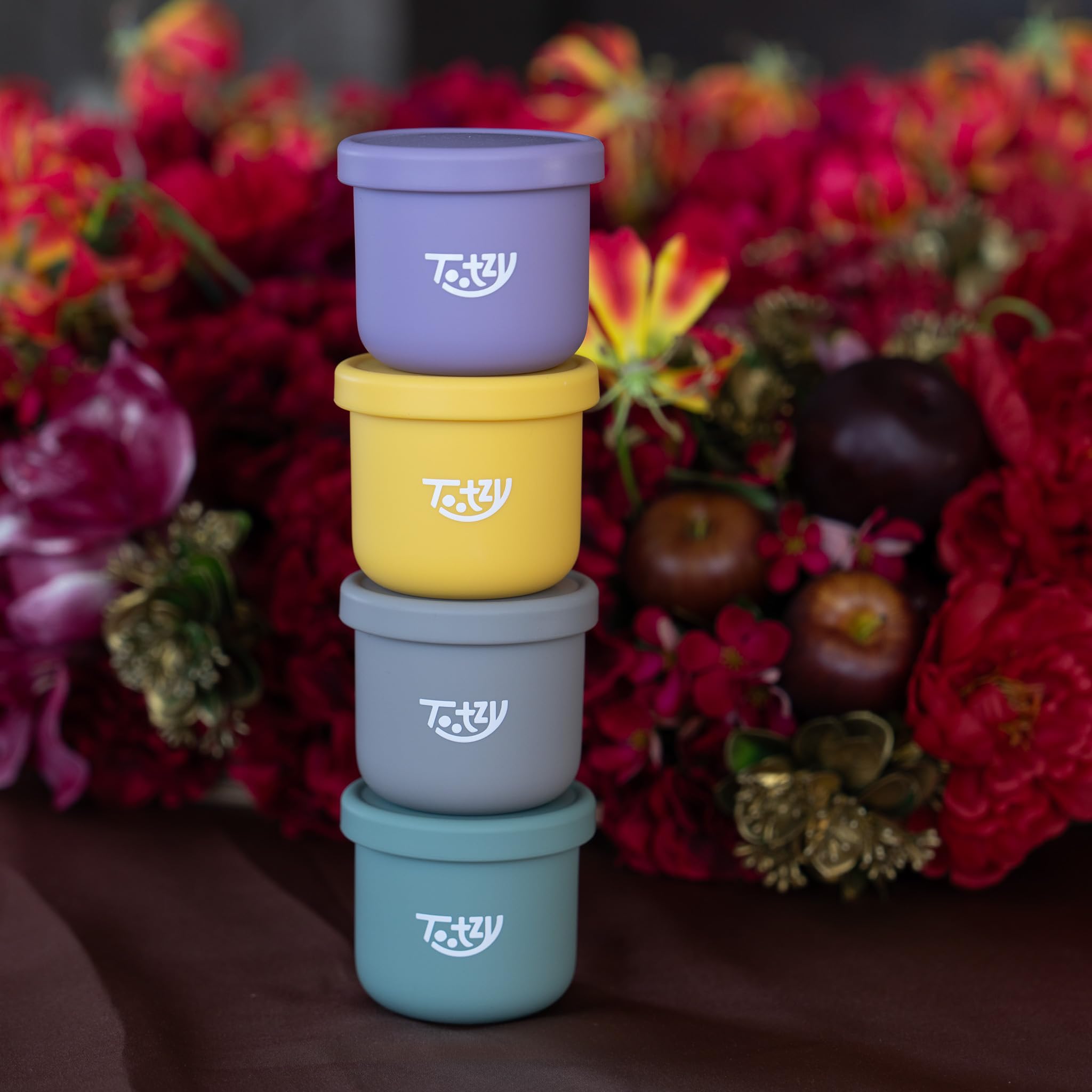 Tootzy Premium Small Silicone Container 8.5 oz. - Microwave, Dishwasher Safe, Reusable & BPA-Free Fruit Container, Perfect for Outdoors, Office,Eco-Friendly, Set of 4