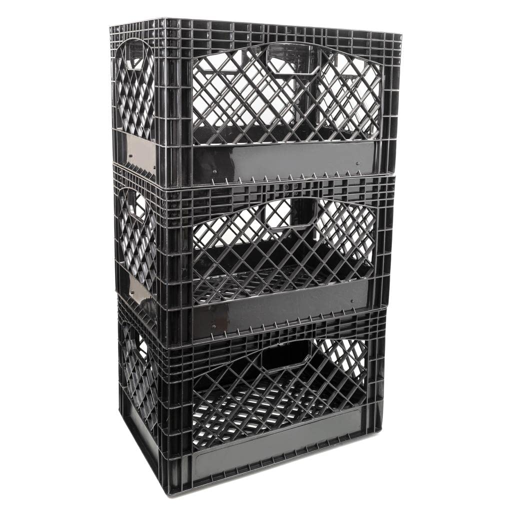 DuraTuff Heavy Duty Milk Crates for Storage - 19"x13"x11" Stackable Storage Containers - Durable High-Density Polyethylene Plastic - Ideal for Kitchen Storage