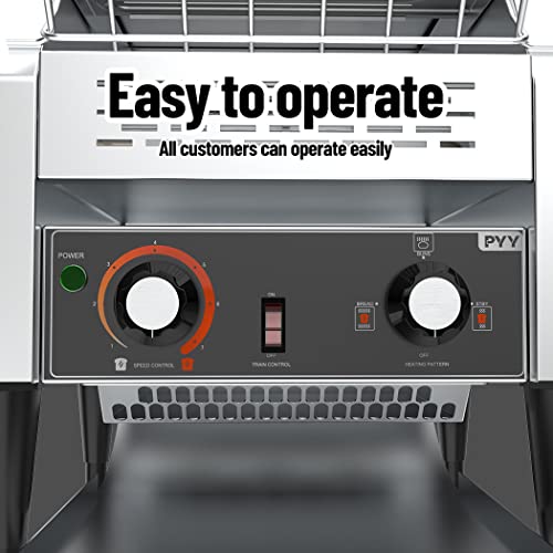 PYY Commercial Toaster 300 Slices/Hour Conveyor Restaurant Toaster for Bun Bagel Bread Heavy Duty Stainless Steel Conveyor Toaster