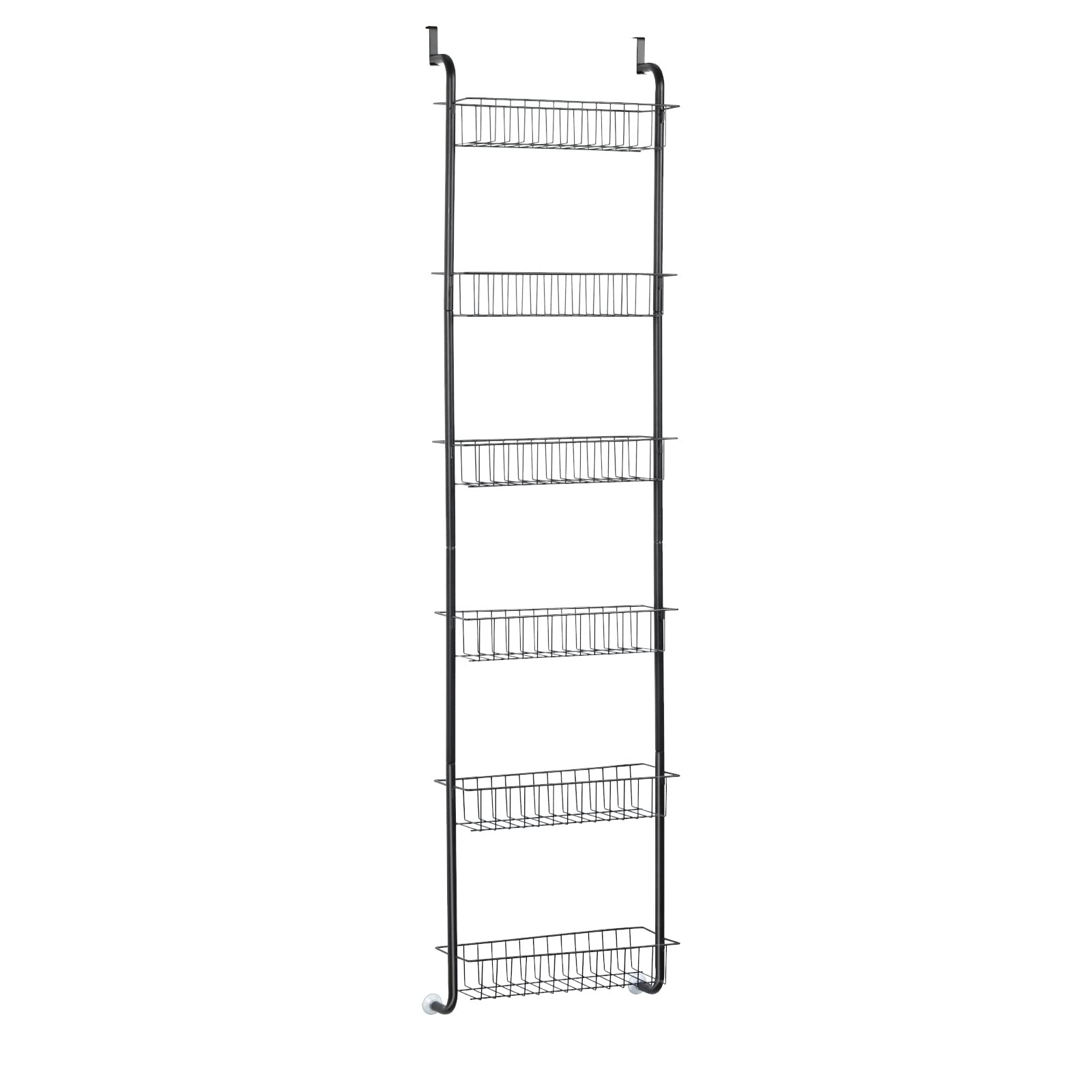 6-Tier Over the Door Pantry Organizer Rack, Hanging Storage Metal Rack with 6 Baskets, Door Organization Kitchen Spice Rack, for Kitchen Bathroom Bedroom(Black)