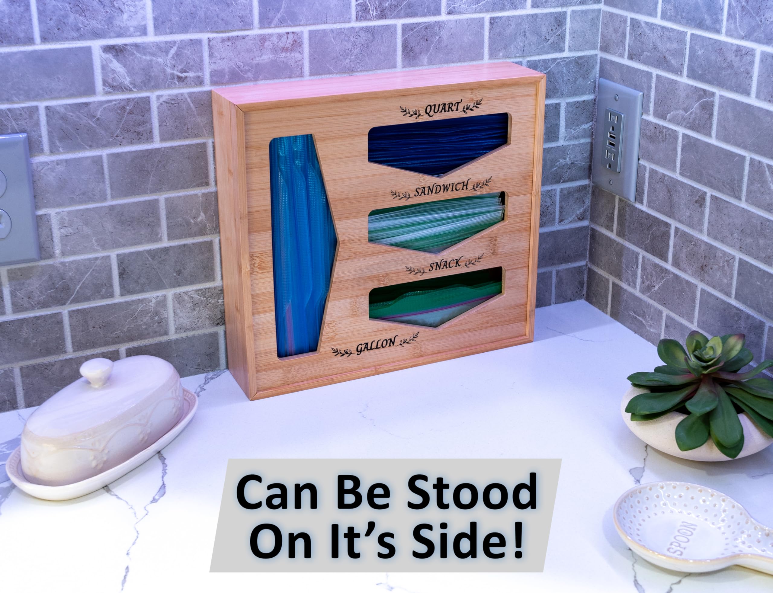 All-in-One Ziploc Bag Organizer for Kitchen Drawer | Space-Saving Storage Bag Holder | Easy Access Ziplock Organizer with Slide-Off Top | Perfect for Sandwich Bags, Quart, Snack, and Gallon Size