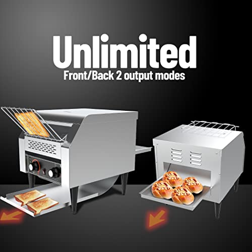 PYY Commercial Toaster 300 Slices/Hour Conveyor Restaurant Toaster for Bun Bagel Bread Heavy Duty Stainless Steel Conveyor Toaster