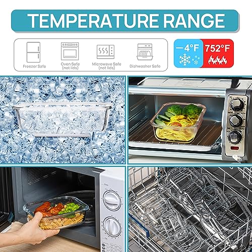Vtopmart 10Pack 22oz Glass Food Storage Containers with Lids, Meal Prep Containers, Airtight Lunch Containers Bento Boxes with Snap Locking Lids for Microwave, Oven, Freezer and Dishwasher