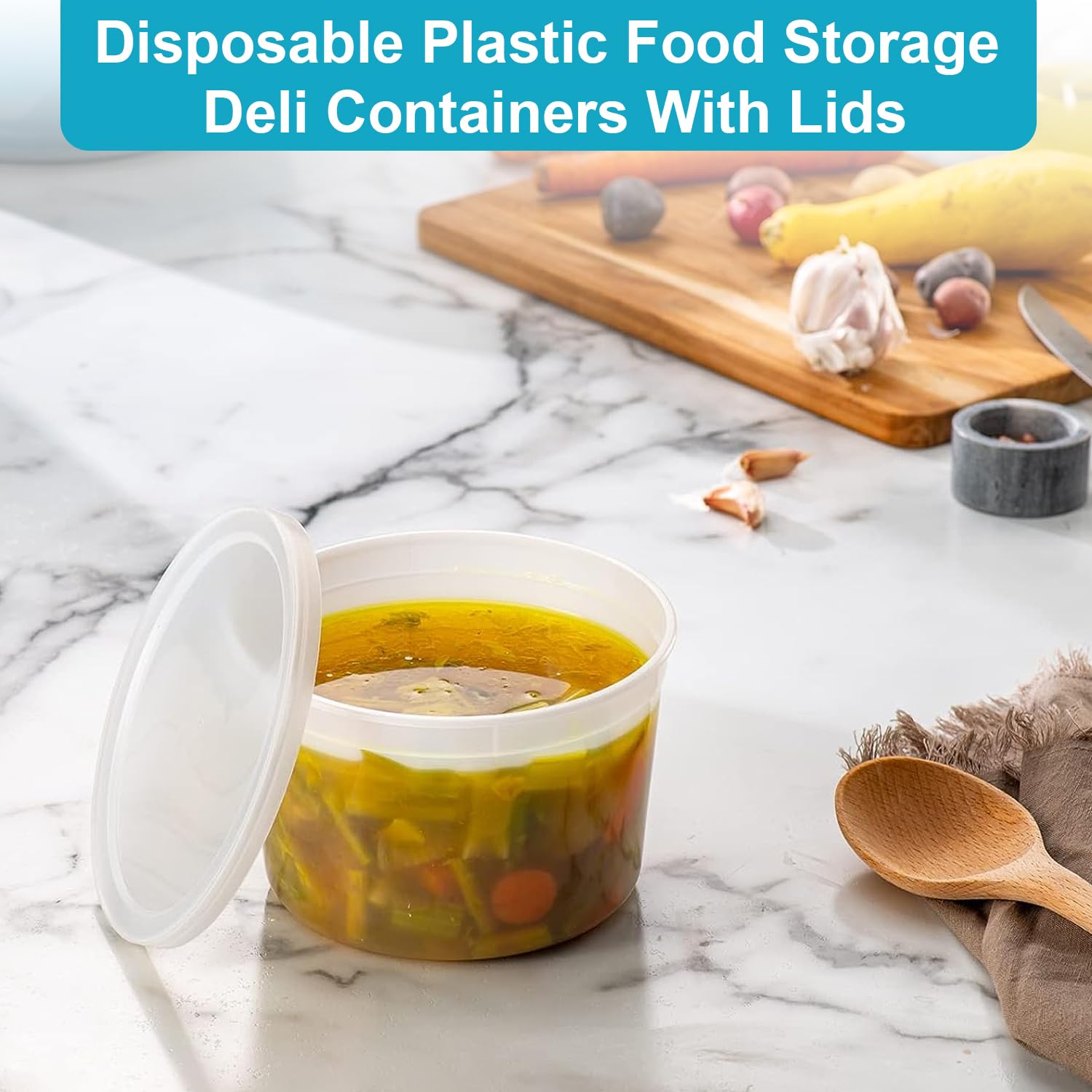 Fonteme 64 oz Deli Plastic Food Storage Containers with Lids – 12 Sets | Microwave, Freezer, and Dishwasher-Safe Meal Prep Containers | Stackable, Leak-proof Containers for Securely Food Storage…