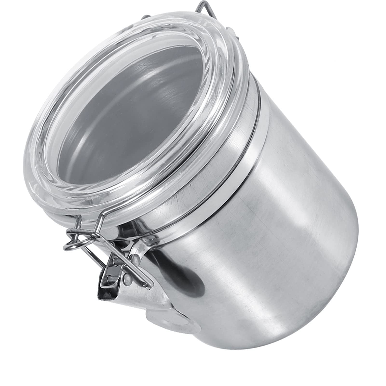 Food Containers, Container Set with Clear Arylic Lid and Locking Clamp Lid Stainless Steel Airtight Canister,Food Storage (M)
