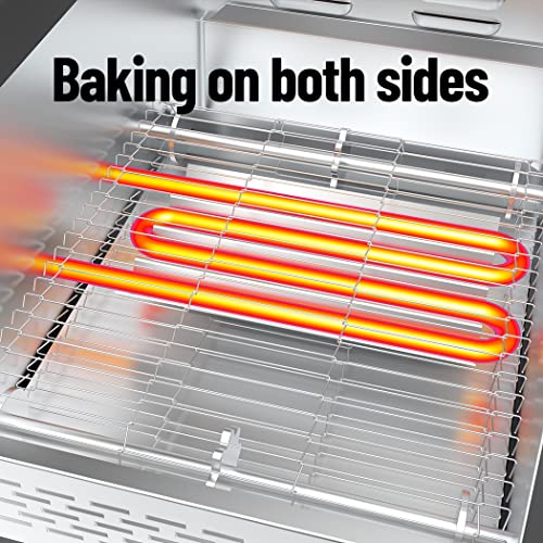 PYY Commercial Toaster 300 Slices/Hour Conveyor Restaurant Toaster for Bun Bagel Bread Heavy Duty Stainless Steel Conveyor Toaster