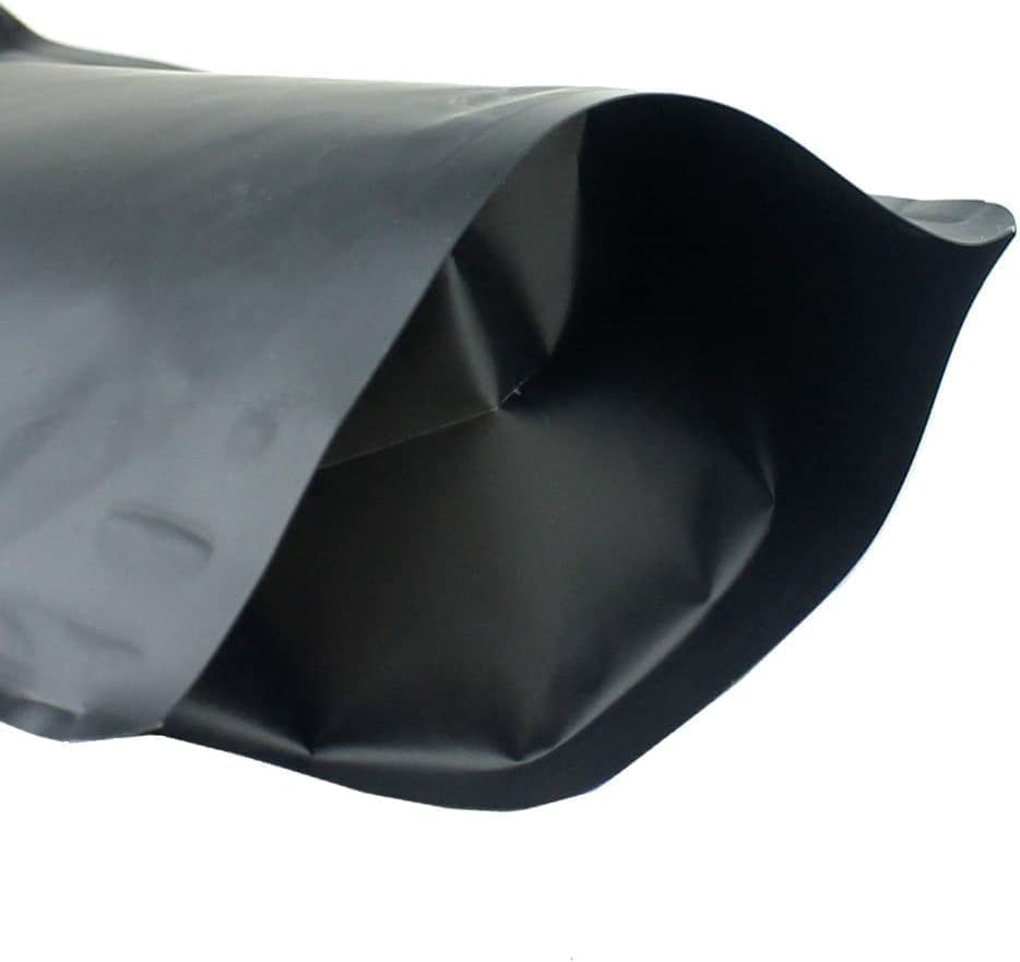 AwePackage High Barrier 5oz Foil Stand up Zipper Pouch Coffee Bag with Valve (Matte Black, 25)
