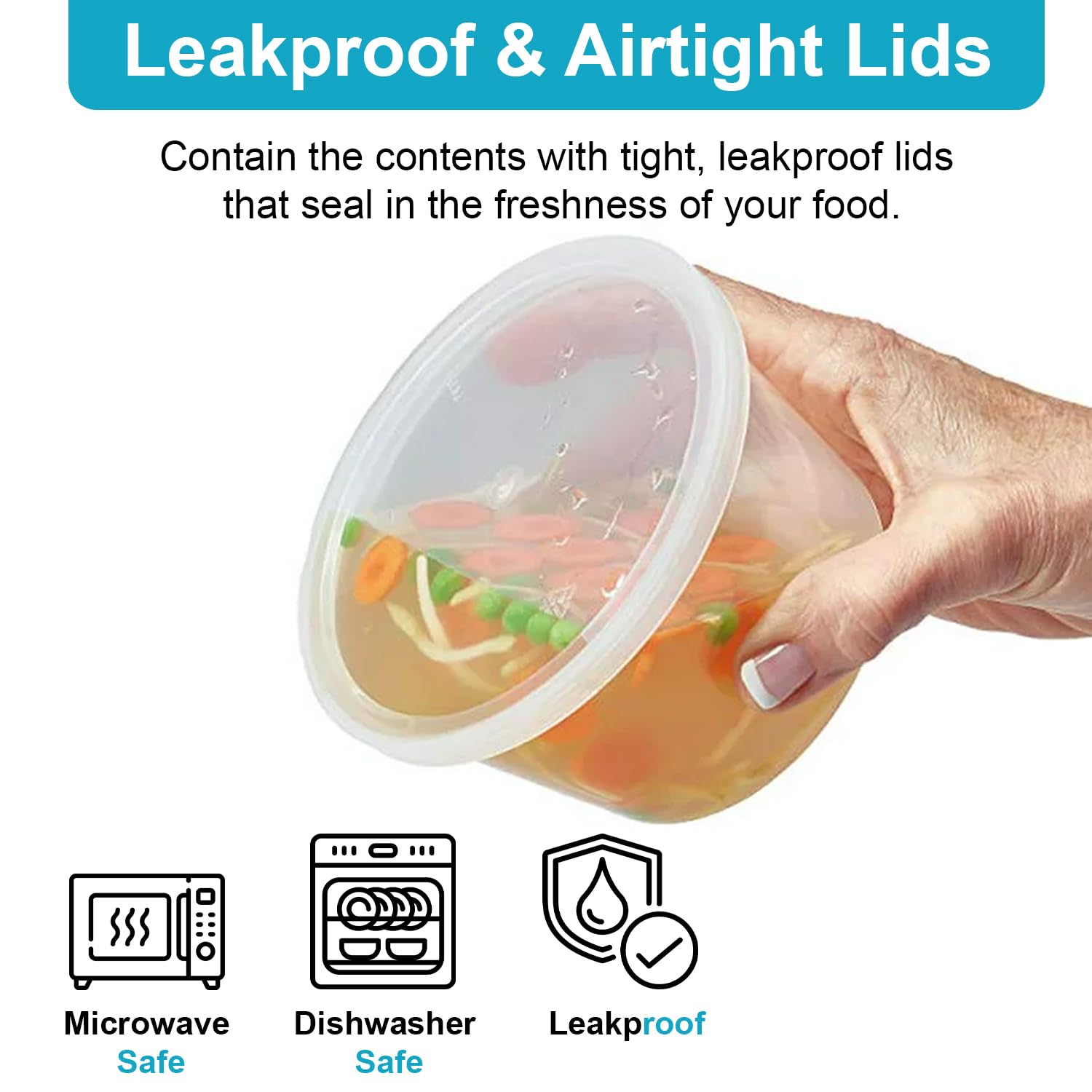 Fonteme 64 oz Deli Plastic Food Storage Containers with Lids – 12 Sets | Microwave, Freezer, and Dishwasher-Safe Meal Prep Containers | Stackable, Leak-proof Containers for Securely Food Storage…