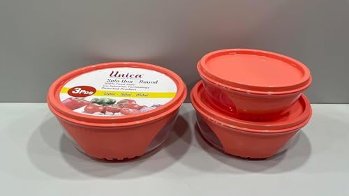Unica Round Containers with Lids, Microwavable & Airtight, Freezer-safe Containers, BPA-free and Dishwasher Safe Meal Prep Container Set of 3, 15, 26, 39 oz, 6.9x6.9x3.01 in