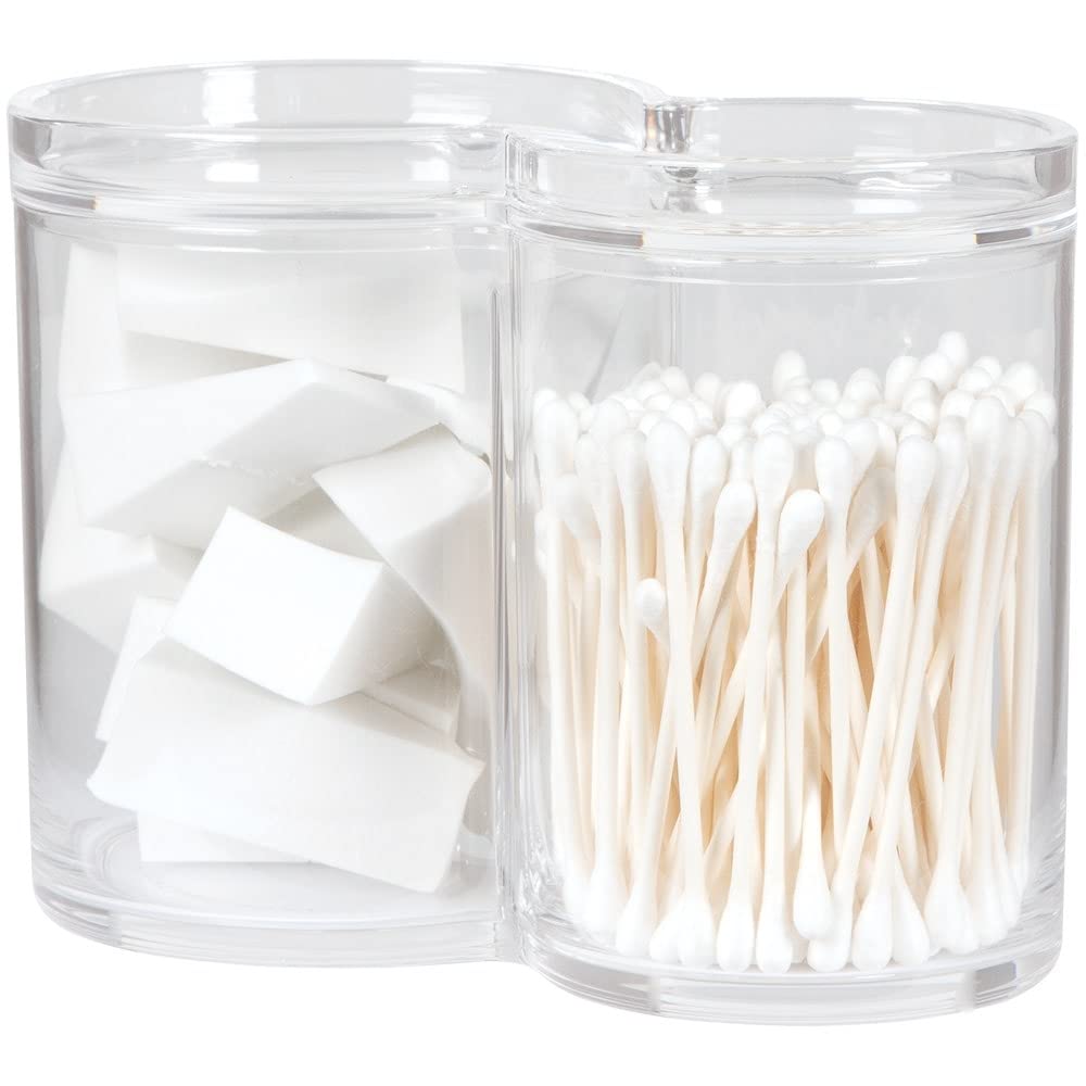 ForPro Professional Collection Acrylic Apothecary Double Canister Set, 28 Oz and 20 Oz Storage Container for Bathroom, Kitchen and Office, 6.25" x 3.7" x 4.6"