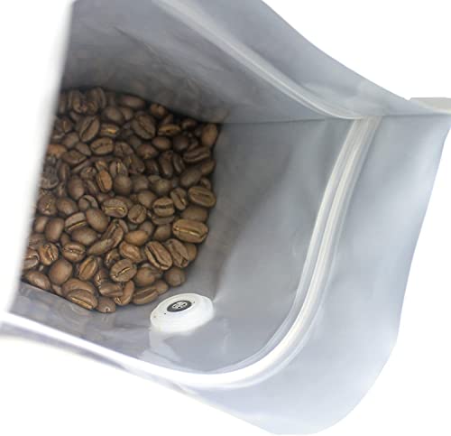 AwePackage High Barrier 5oz Foil Stand up Zipper Pouch Coffee Bag with Valve (Matte Black, 25)