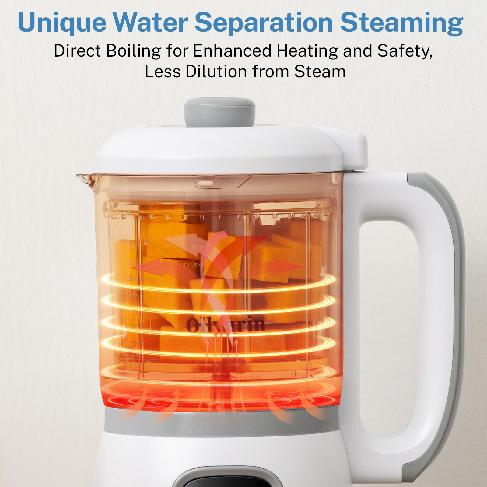 Ollygrin Baby Food Maker Steamer and Blender Baby Food Processor Puree Machine Baby Steamer Blender Food Processor One Step Baby Food Maker Chopper Grinder Auto Cooking Grinding Touch Screen White