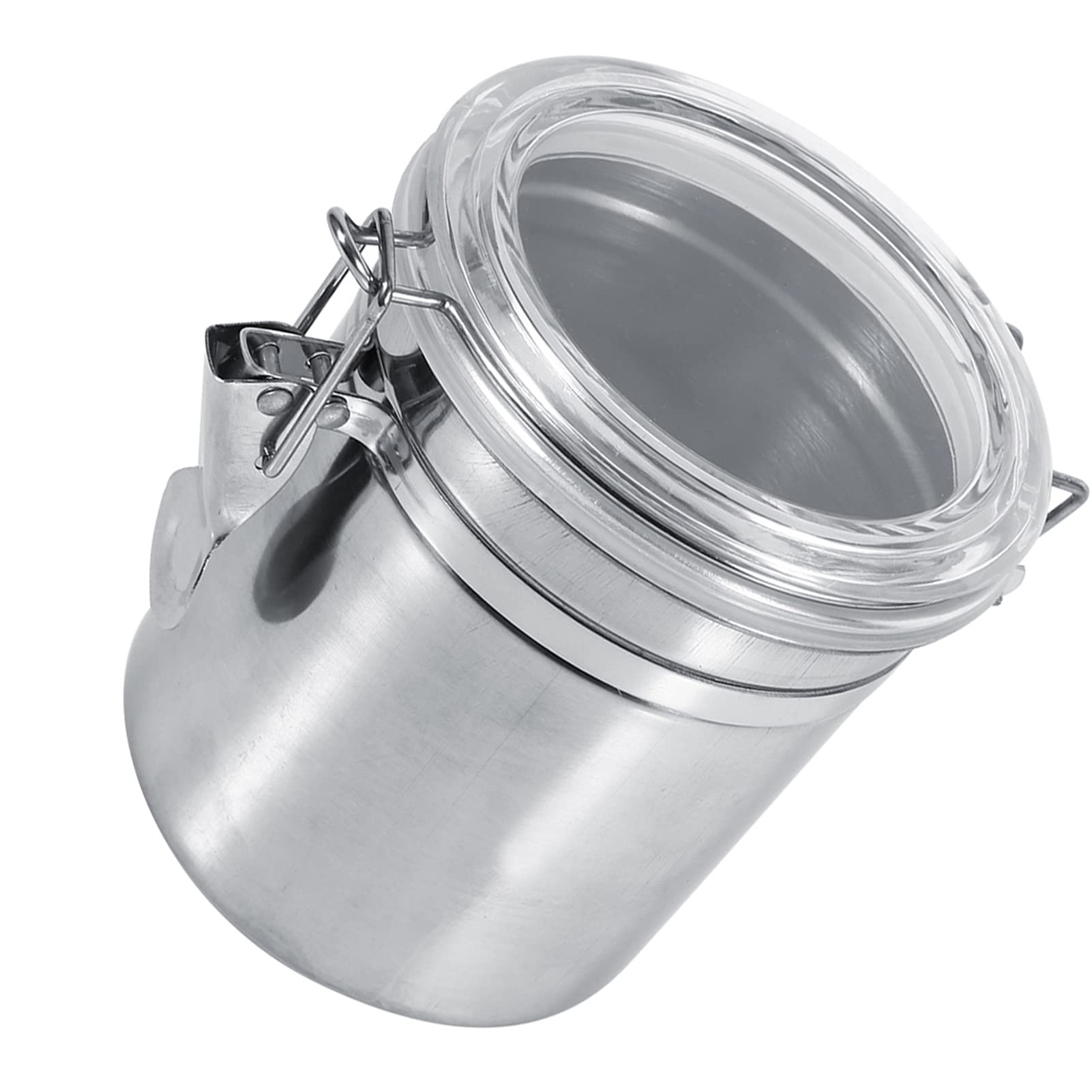 Food Containers, Container Set with Clear Arylic Lid and Locking Clamp Lid Stainless Steel Airtight Canister,Food Storage (M)