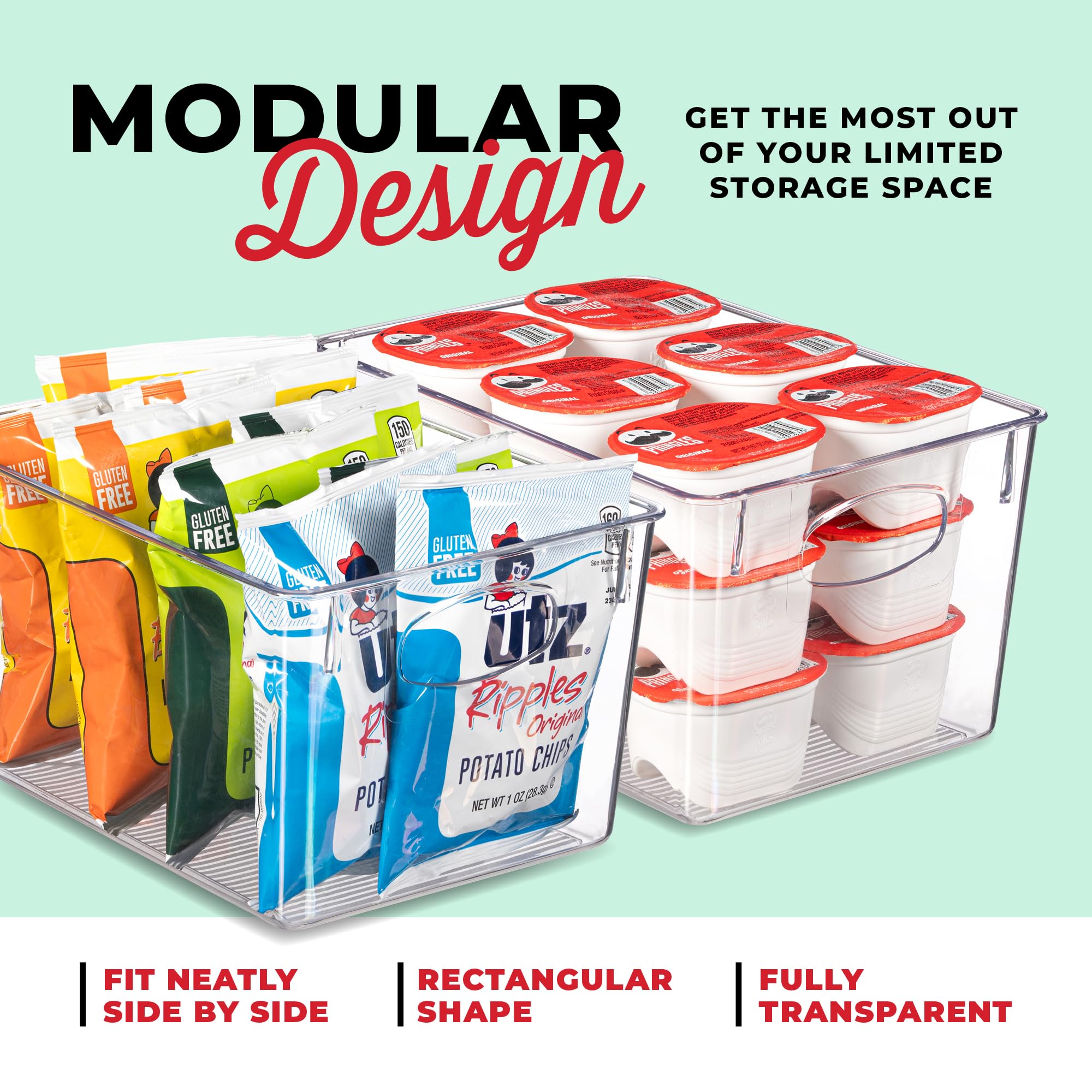 Clear Refrigerator Organizer Bins - Plastic Fridge Organizers - Storage Containers for Organizing Pantry, Cupboard, Cabinet, Freezer, Food, Fruit, Kitchen, Bathroom - Refrigerator Storage Bin set of 4