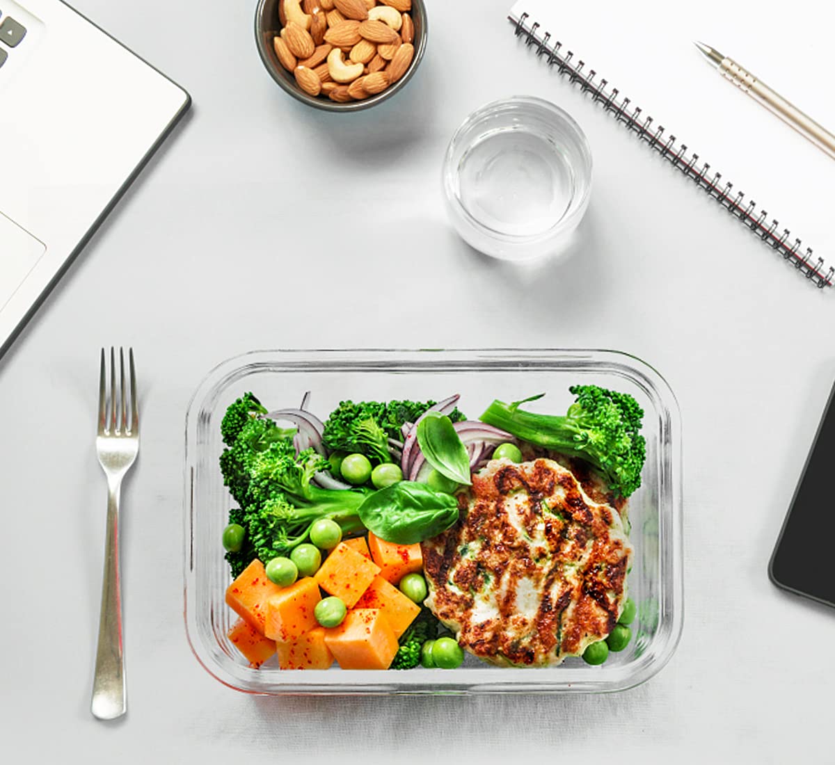 M MCIRCO 36oz Glass Meal Prep Containers set of 5 and 30Pcs Glass Food Storage Containers Set