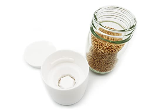 Glass Sesame Seed Grinder, Durable Sesame Mill, (Capacity: About 1oz of Sesame Seeds) Made in Japan (White)