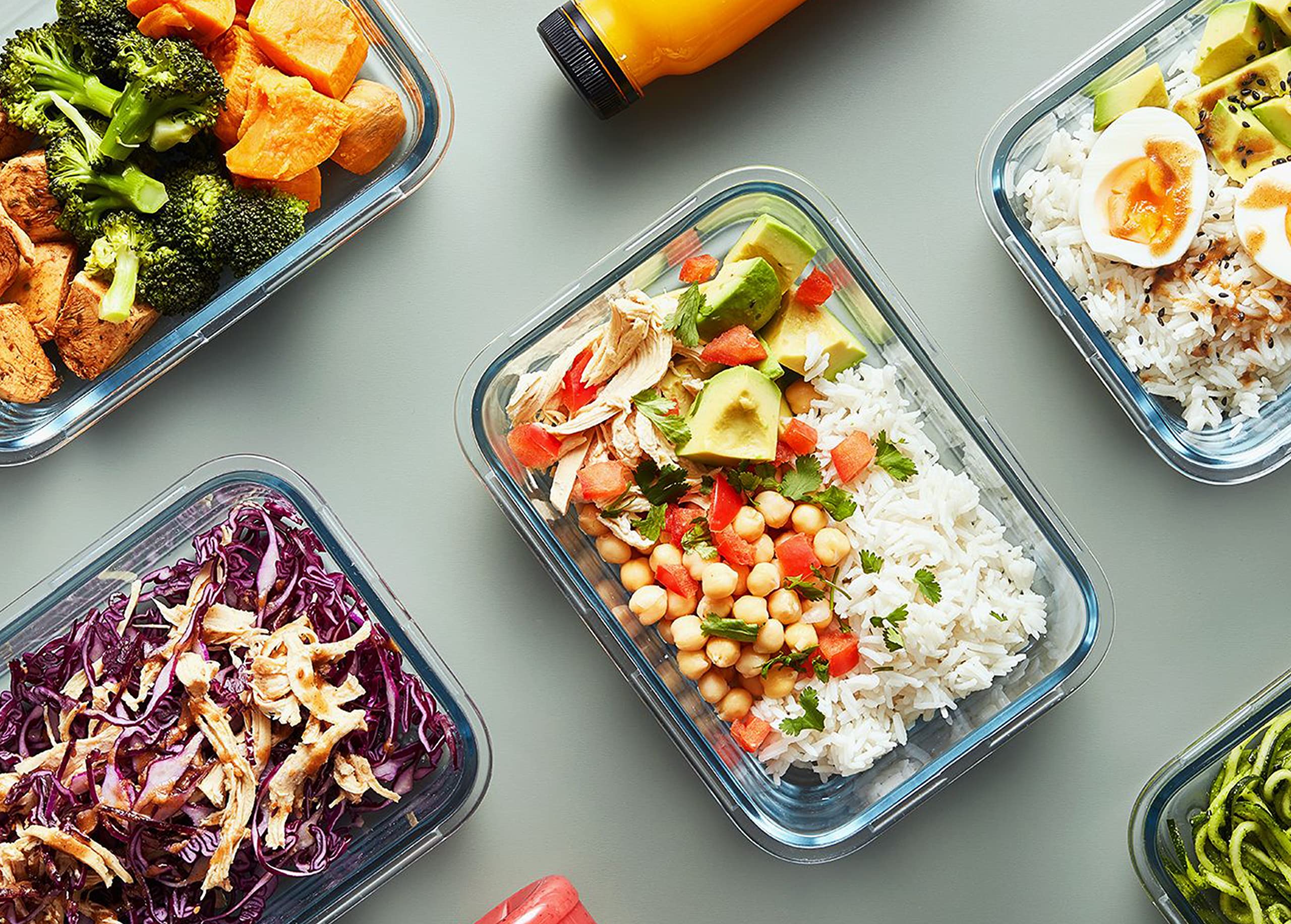 M MCIRCO 36oz Glass Meal Prep Containers set of 5 and 30Pcs Glass Food Storage Containers Set